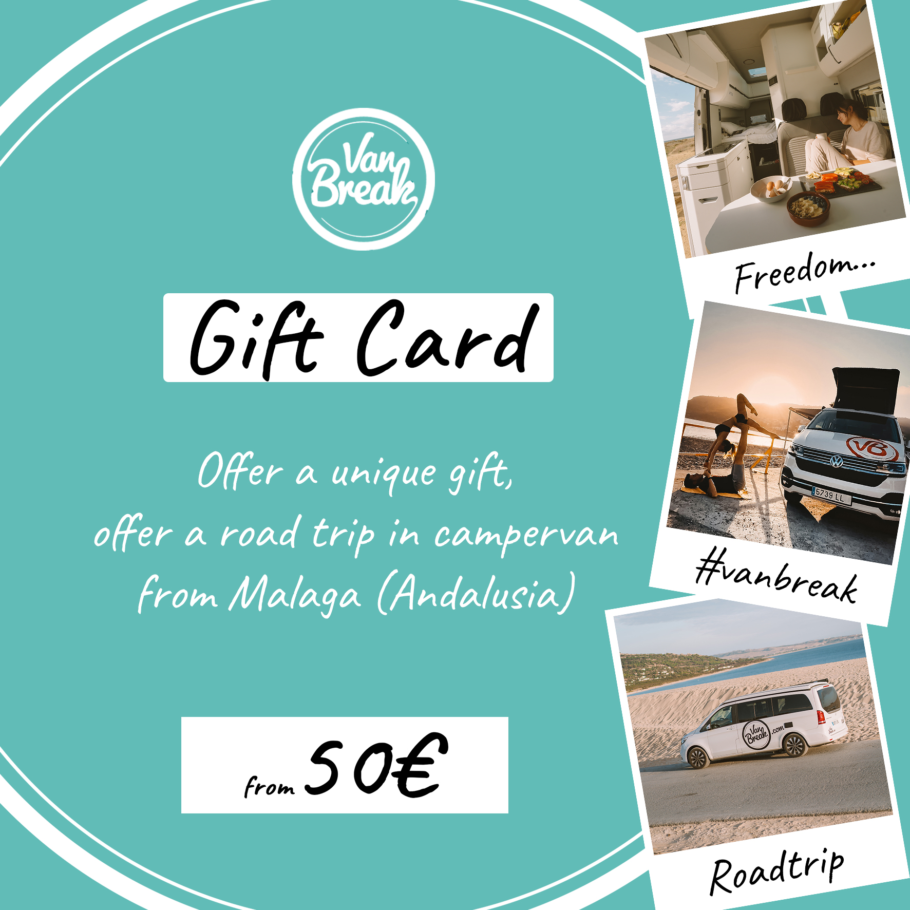 Gift card - offer a road trip in a converted van from Malaga